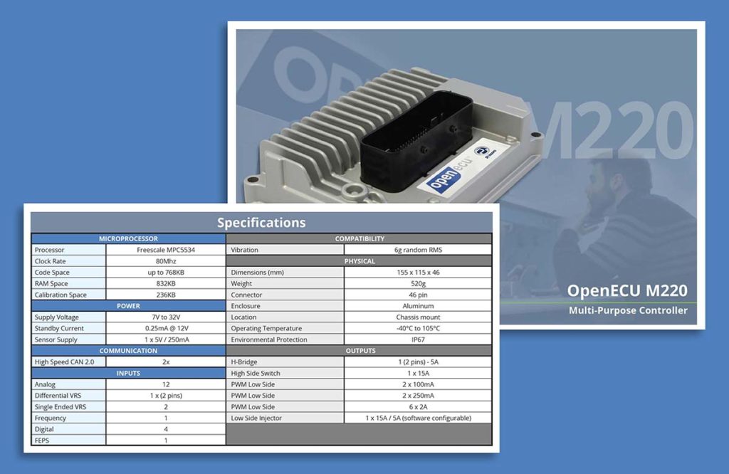M220-Specifications-graphic - OpenECU | Embedded Control by Dana